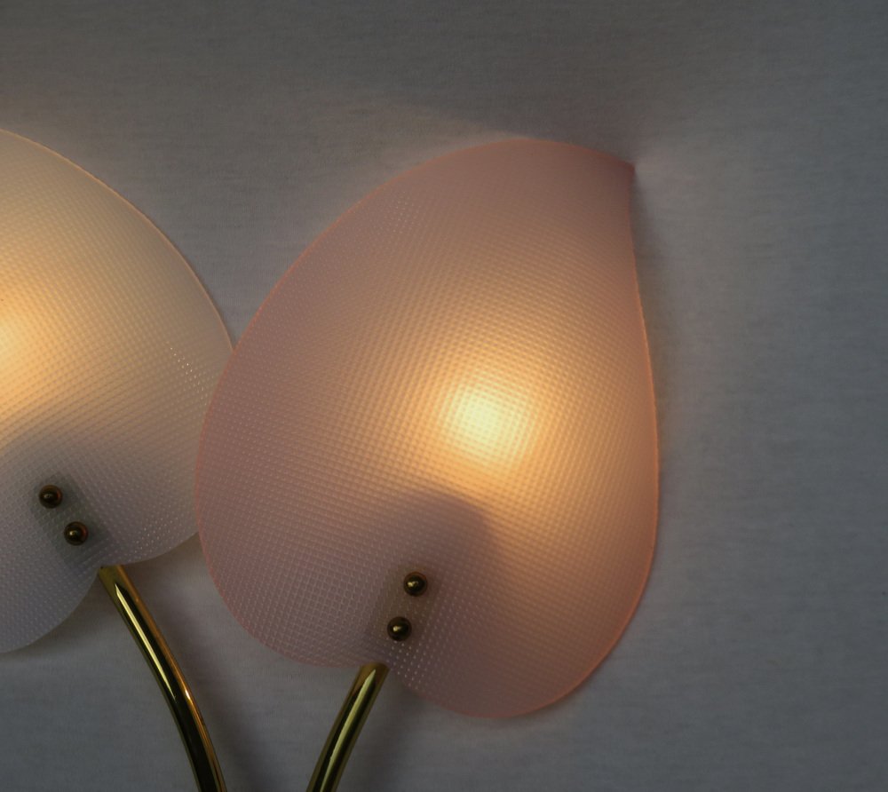 Floral Wall Lights in Acrylic Glass & Brass from Geru Lights, 1950s ...