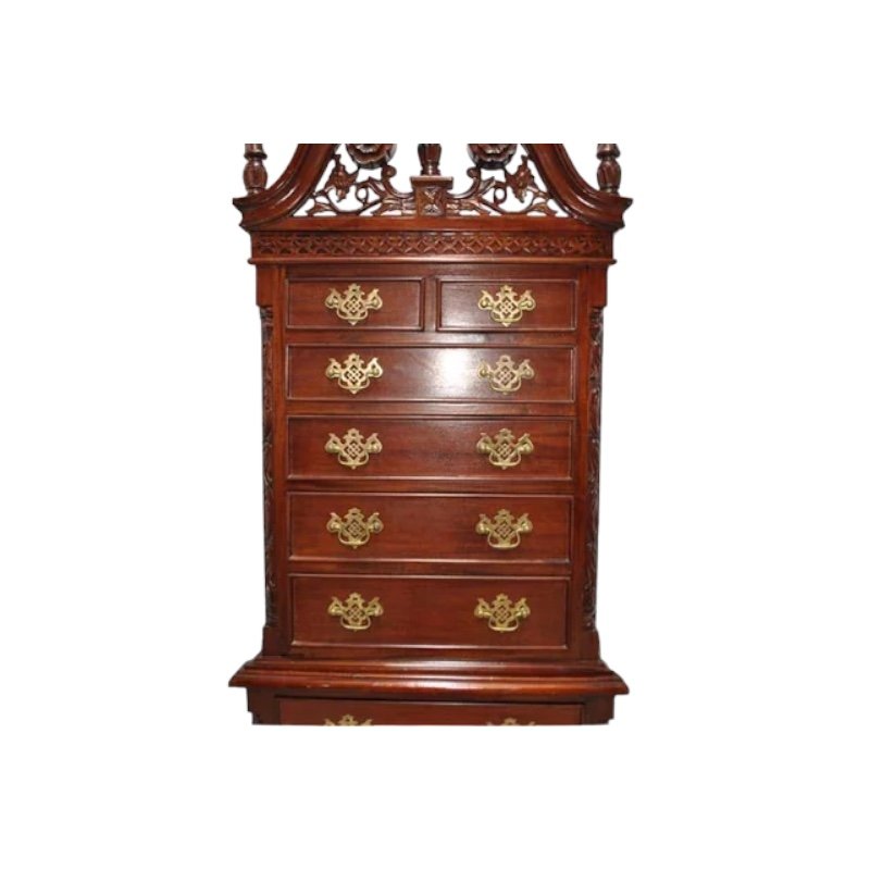 Classic Carved Wood Tallboy with Nine Drawers with Bronze Handles for ...
