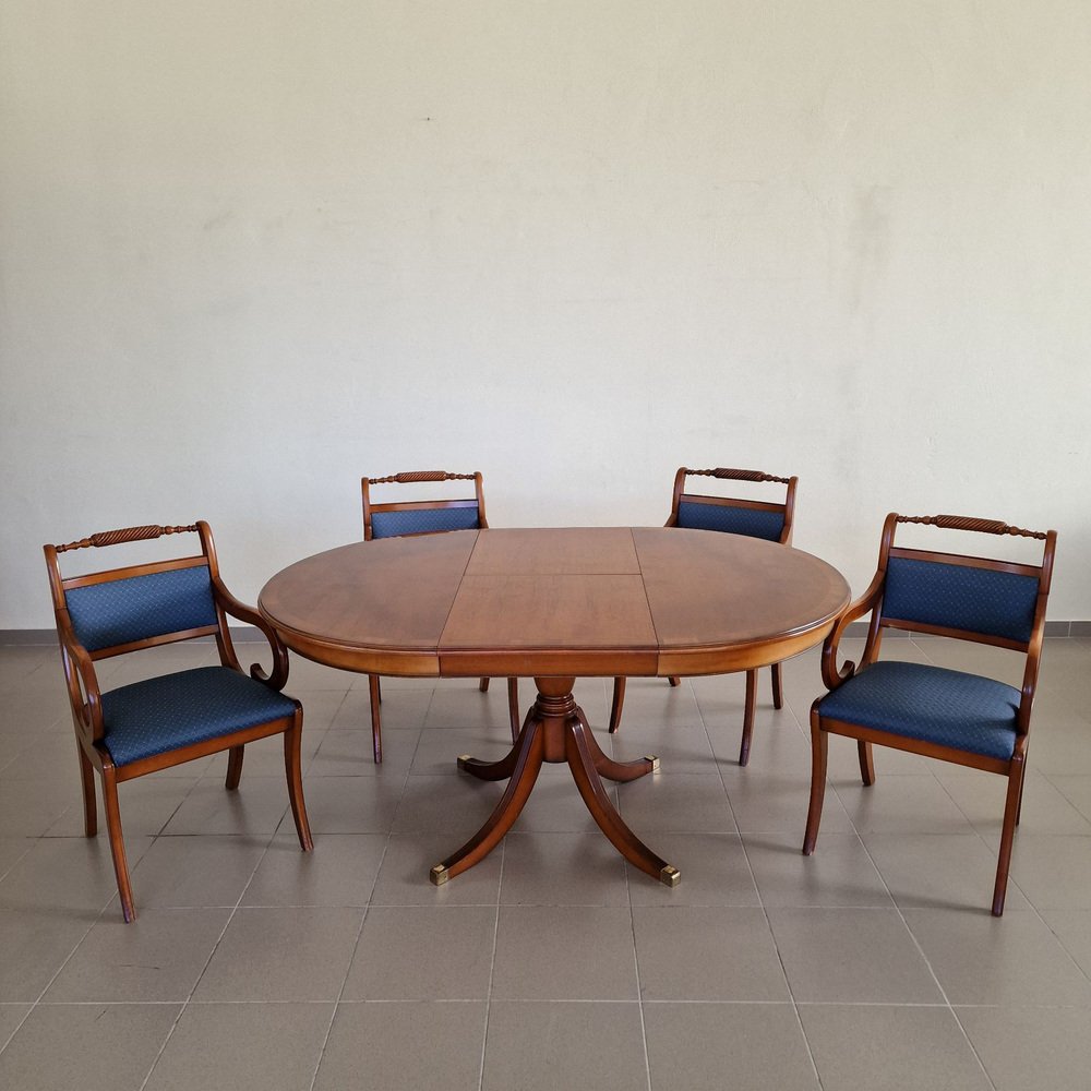 English Style Extendable Dining Tables Set with Chairs, Set of 5 for ...