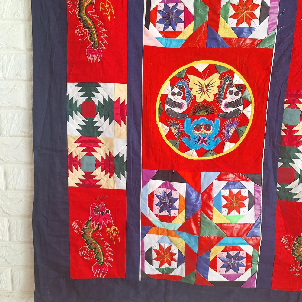 Vintage Chinese Handmade Folk Art Bai Jia Bei Quilt for sale at Pamono