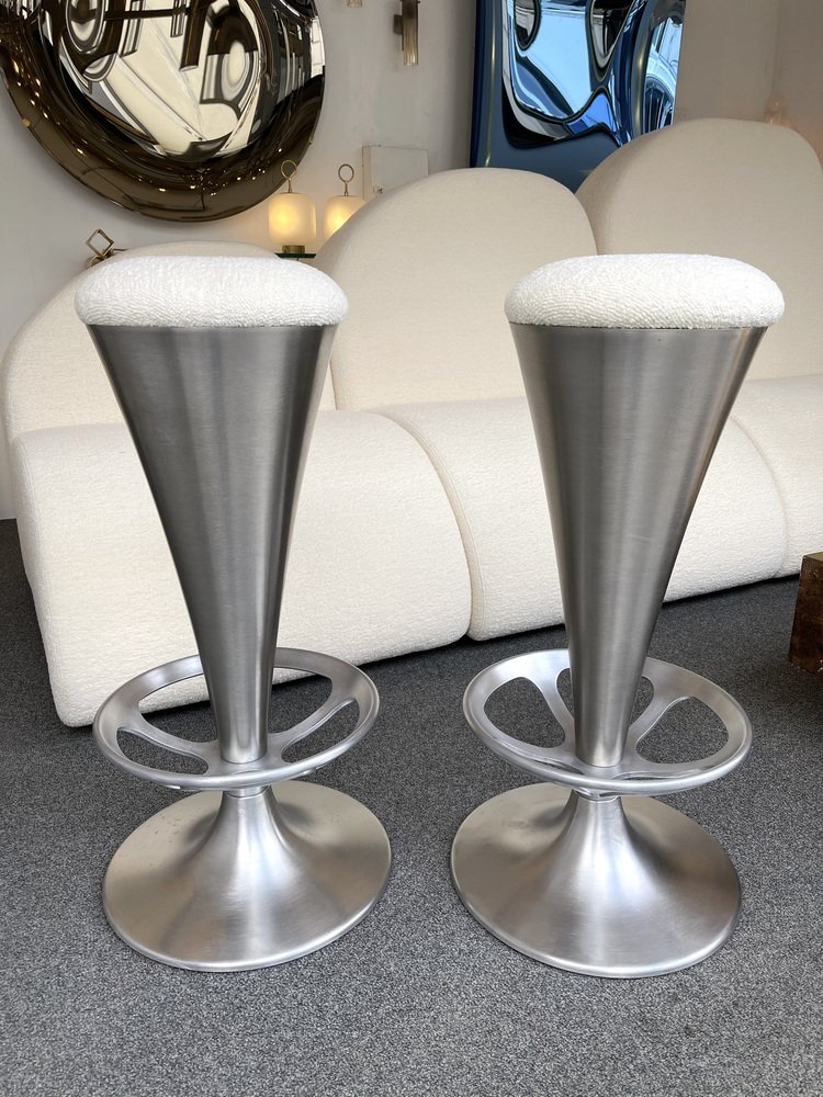 Set of Italian Cone Bar Stools in Stainless Steel and Metal, 1990s for ...