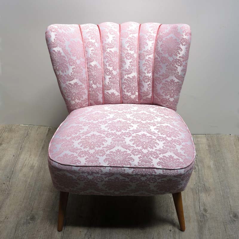 Vintage Pink Cocktail Chair on Wooden Legs, 1950s for sale at Pamono
