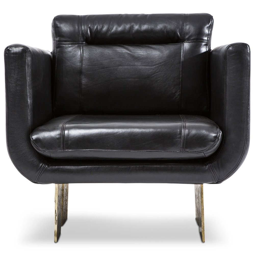 Modern Primal Statement Lounge Chair in Black Leather by Egg Designs ...