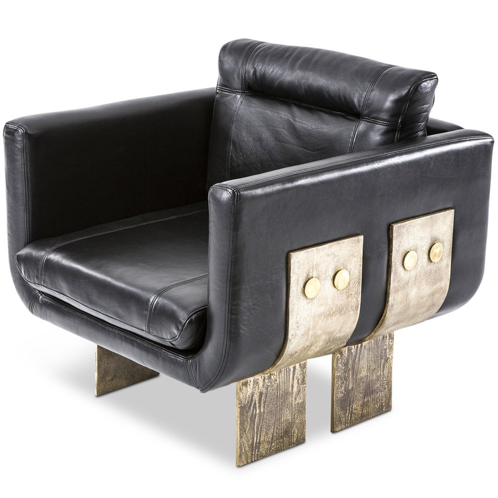 Modern Primal Statement Lounge Chair in Black Leather by Egg Designs ...