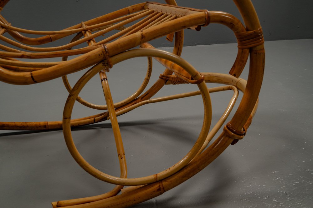 Large Bamboo Rocking Chair Made Of Rattan Wicker From Rohé Noordwolde