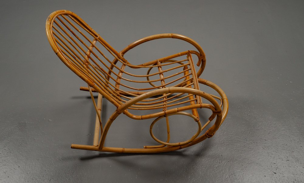 Large Bamboo Rocking Chair Made Of Rattan Wicker From Rohé Noordwolde