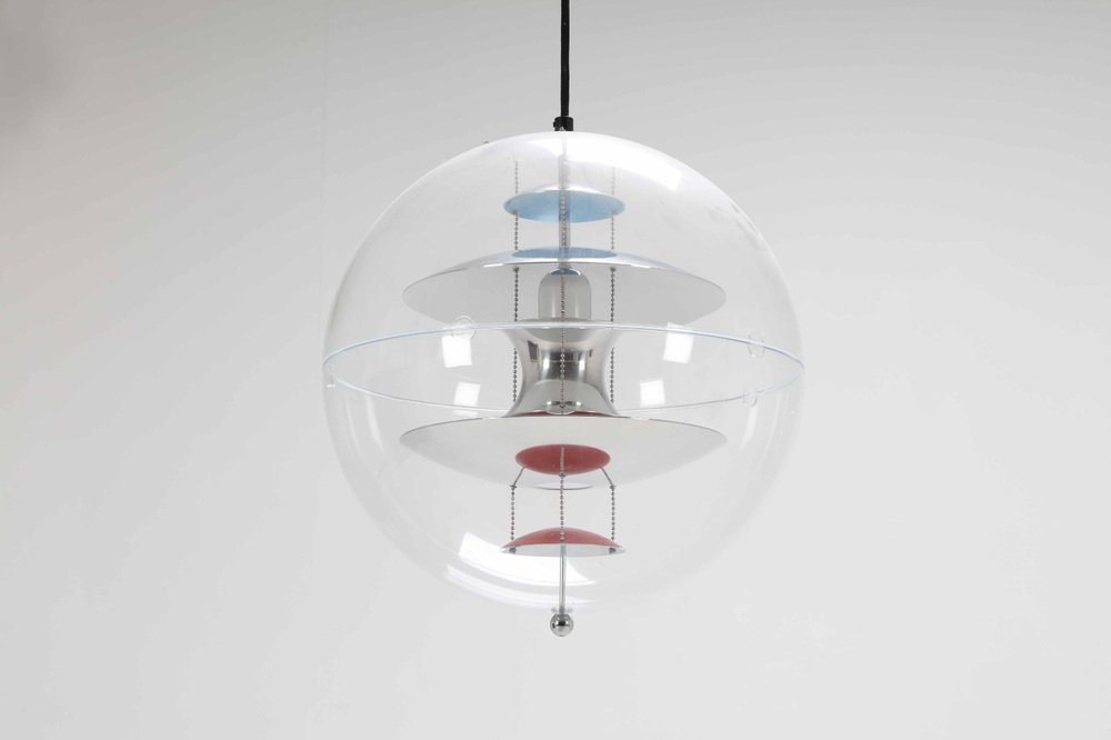 Transparent and Silver Glob Ceiling Lamp by Verner Panton for Verpan ...