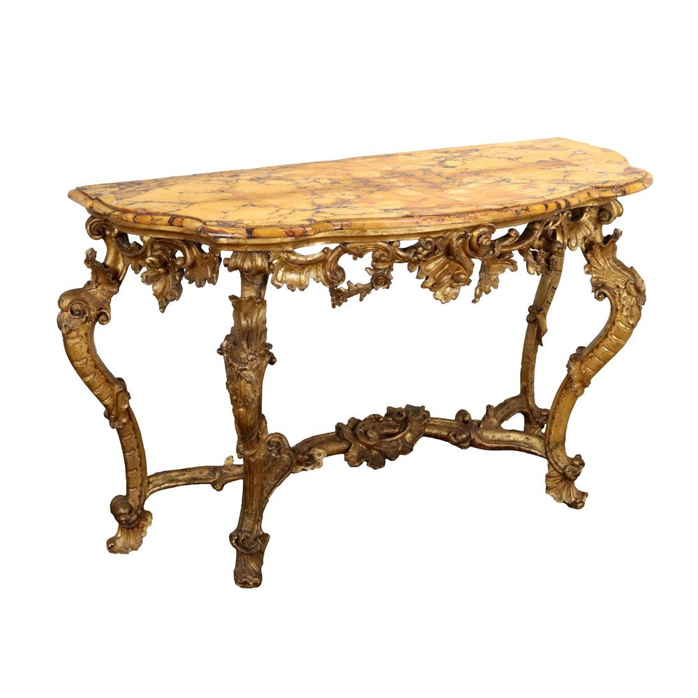 Antique Baroque Console Table in Gilded Wood for sale at Pamono