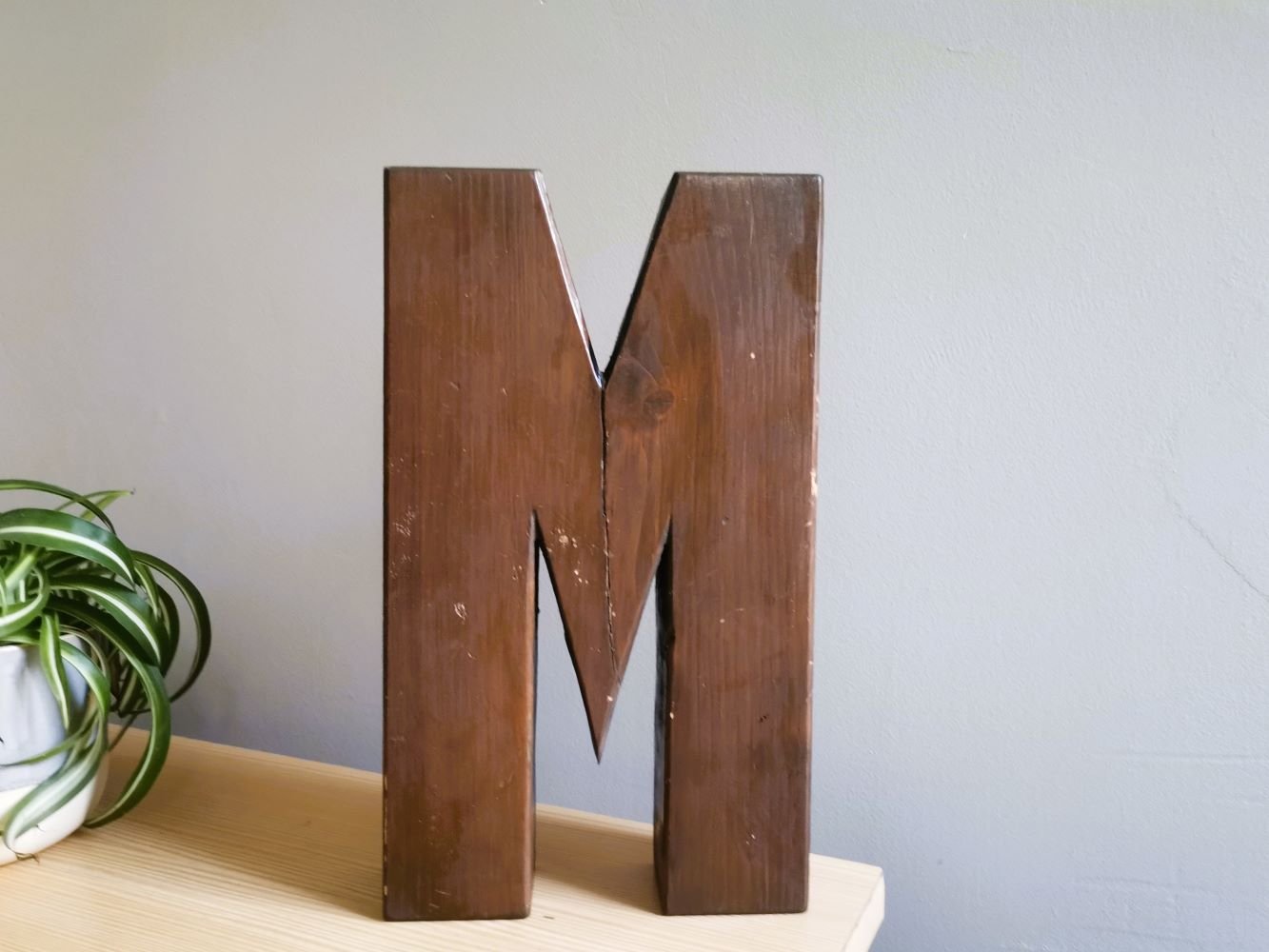 Large Industrial Portuguese Wood Signage Lettering Letter M, 1960s for ...