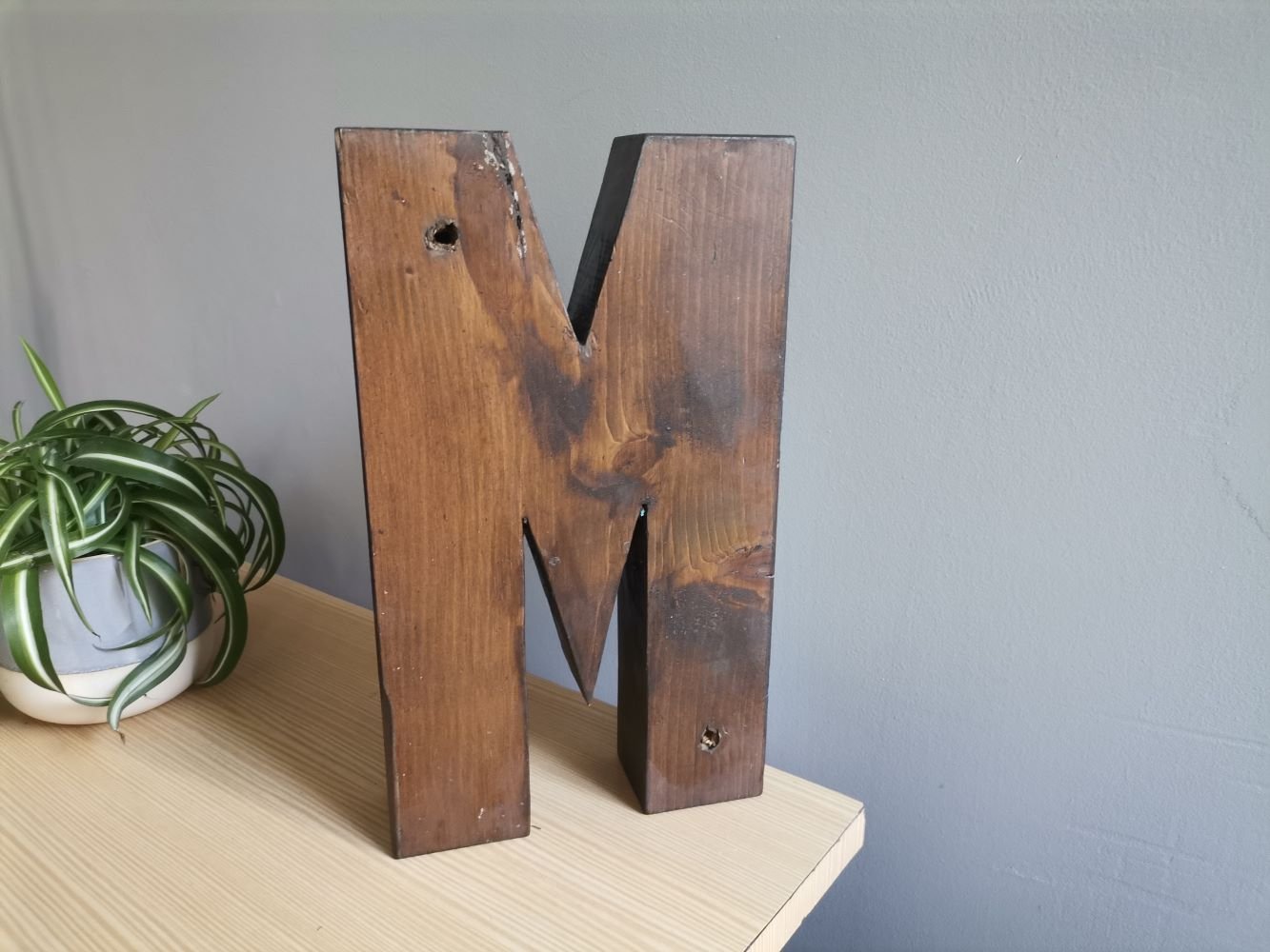 Large Industrial Portuguese Wood Signage Lettering Letter M, 1960s for ...