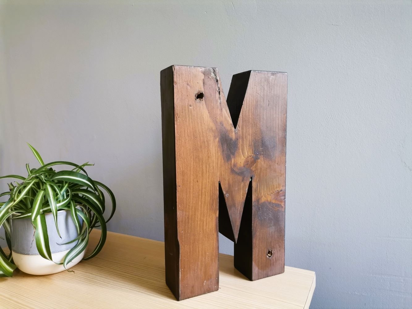 Large Industrial Portuguese Wood Signage Lettering Letter M, 1960s for ...