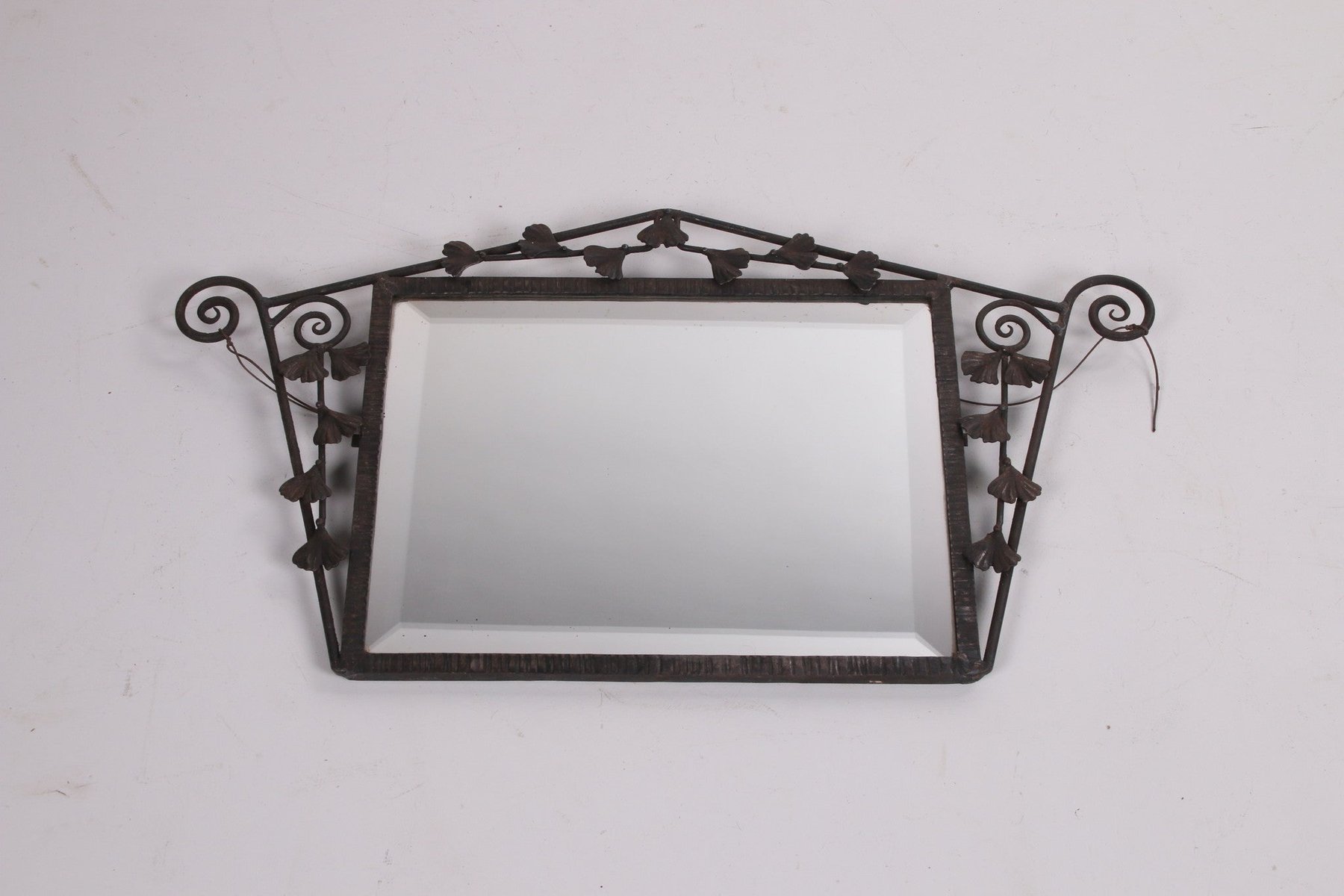 Art Deco Mirror with Metal Flower Edge, 1920s for sale at Pamono