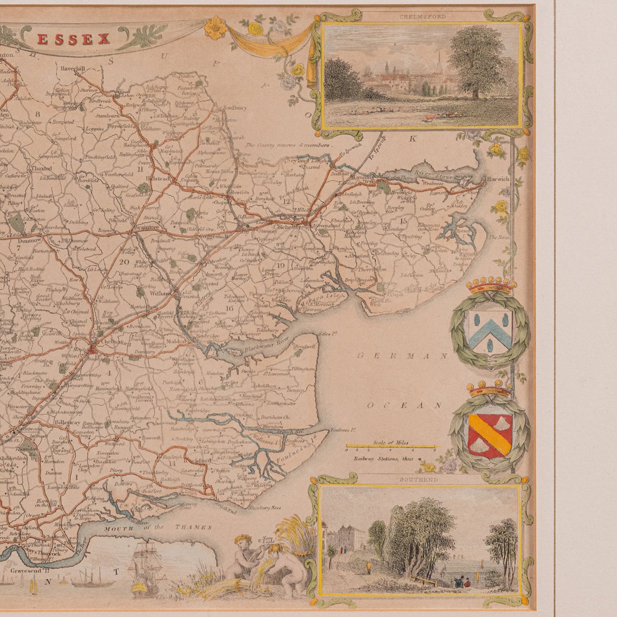 Antique English Victorian County Map for sale at Pamono