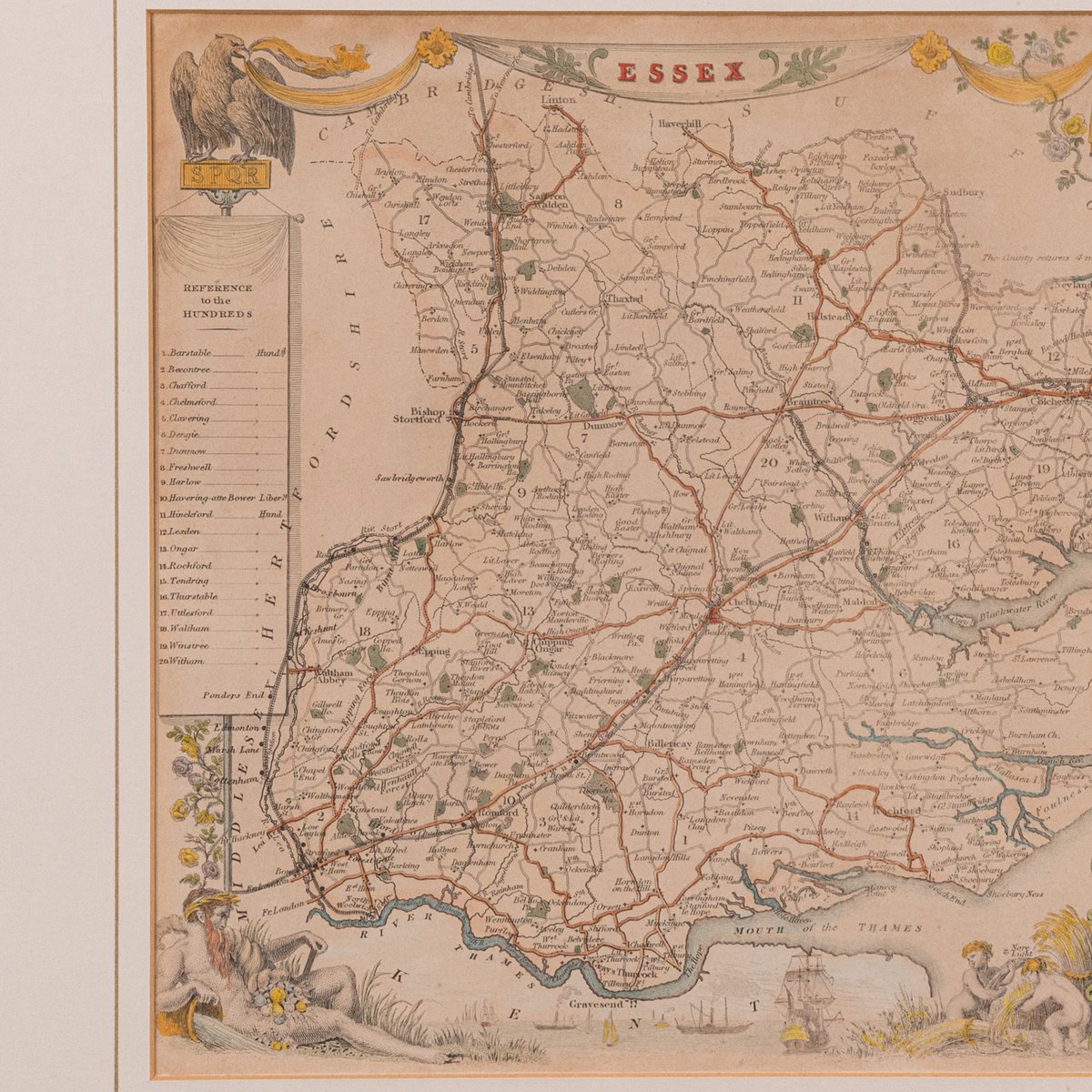 Antique English Victorian County Map for sale at Pamono