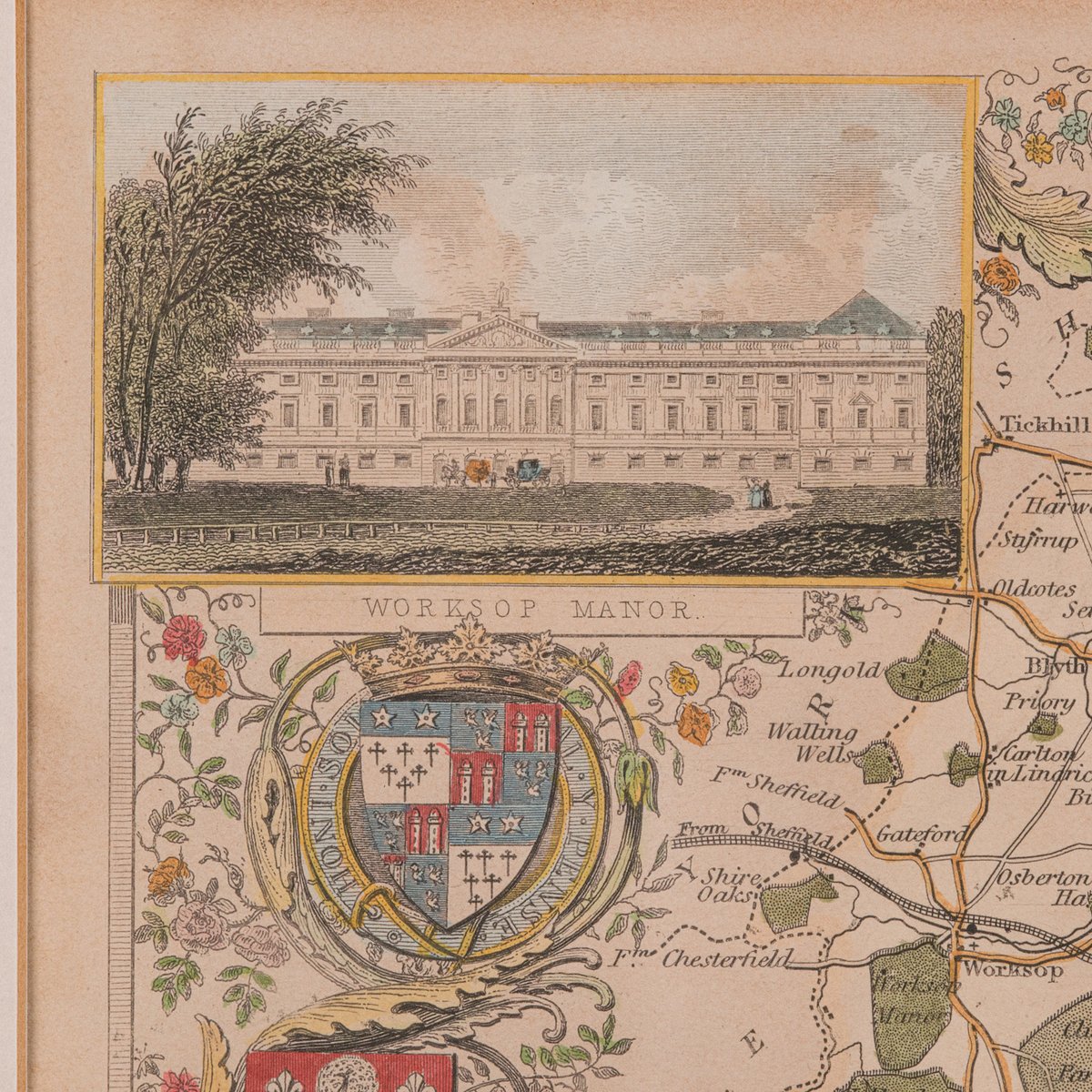 Antique English Framed Nottinghamshire Map for sale at Pamono