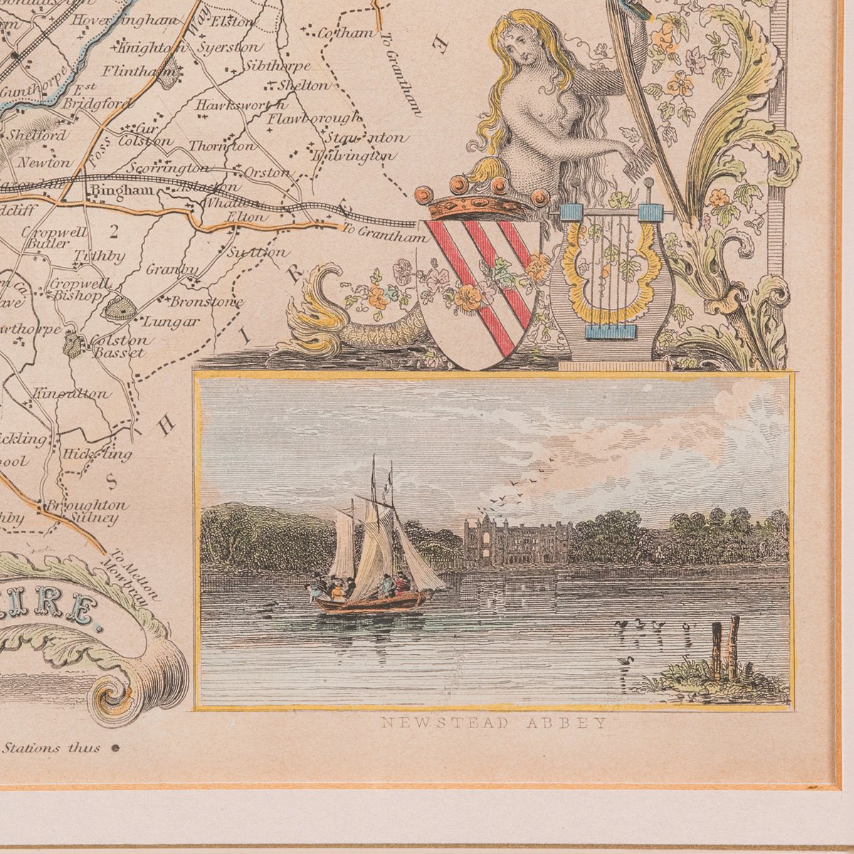 Antique English Framed Nottinghamshire Map for sale at Pamono