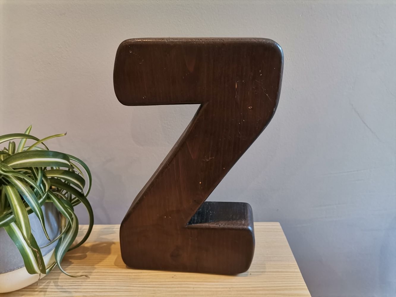Large Portuguese Wood Block Signage Letter Z, 1960s for sale at Pamono