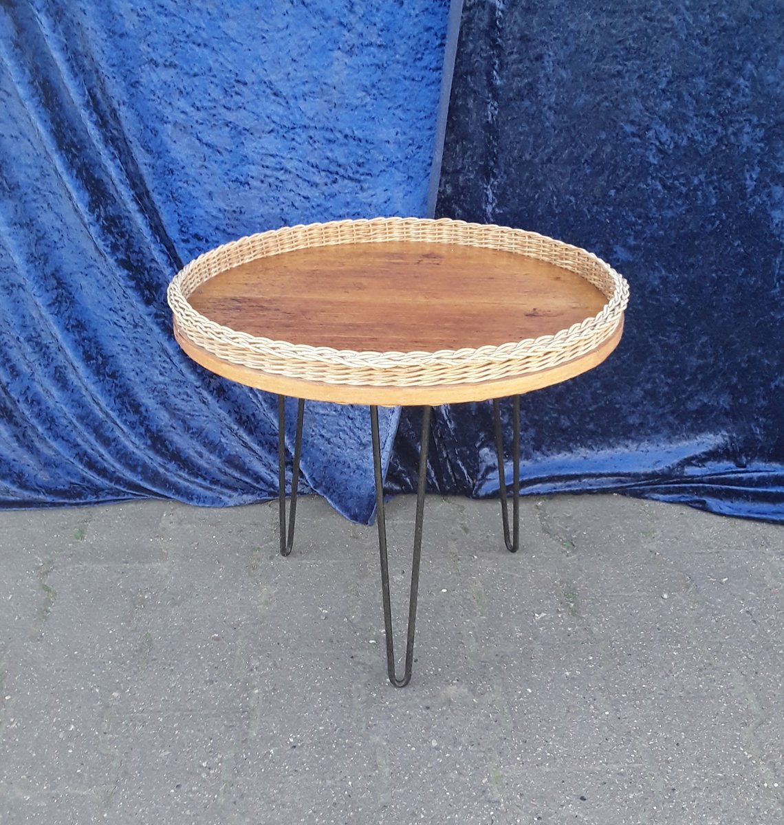 Vintage Round Side Table with Oak Top, 1970s for sale at Pamono
