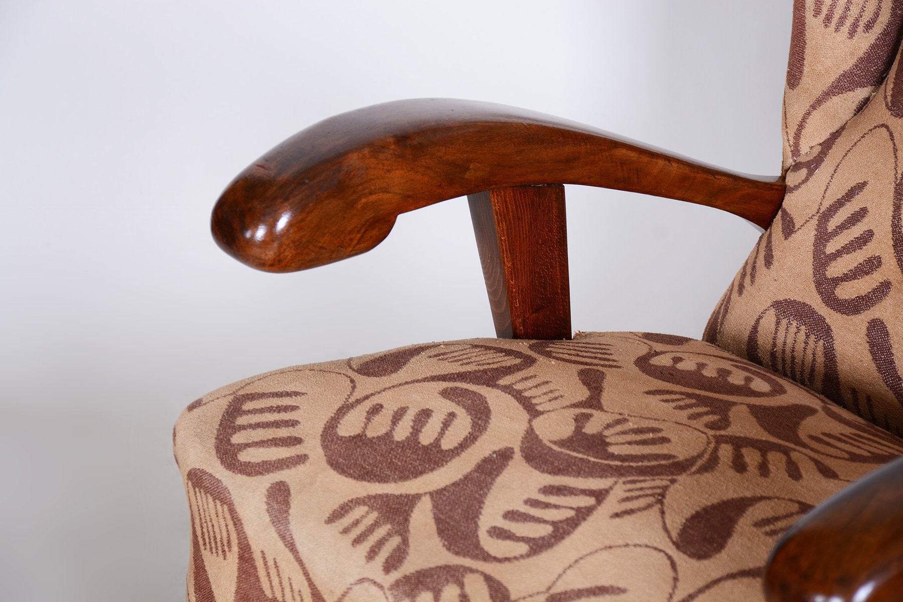 Art Deco Walnut Armchair attributed to Jan Vaněk, 1930s for sale at Pamono