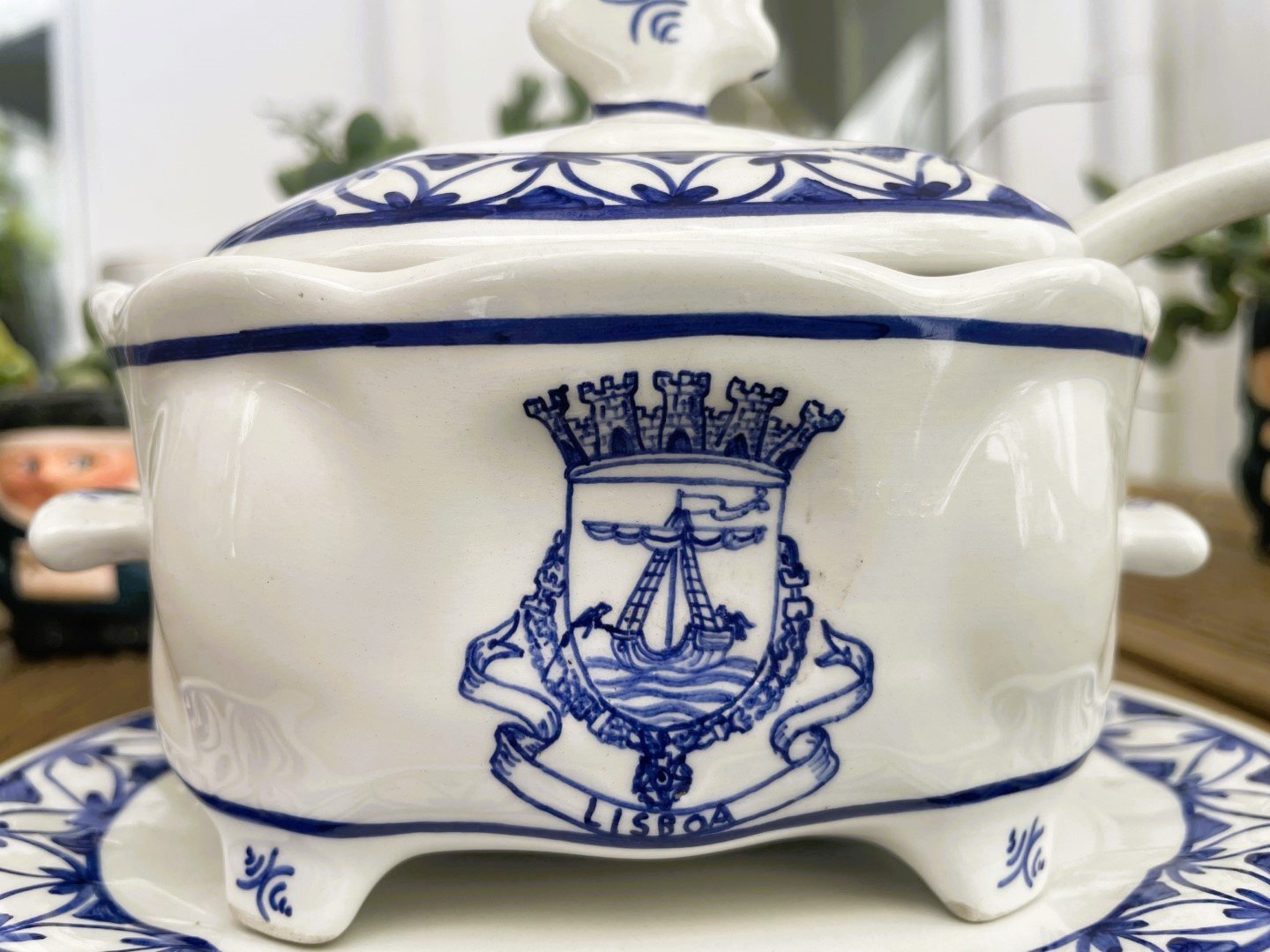 Small Portuguese Blue Willow Porcelain Tureen with Saucer and Ladle by ...