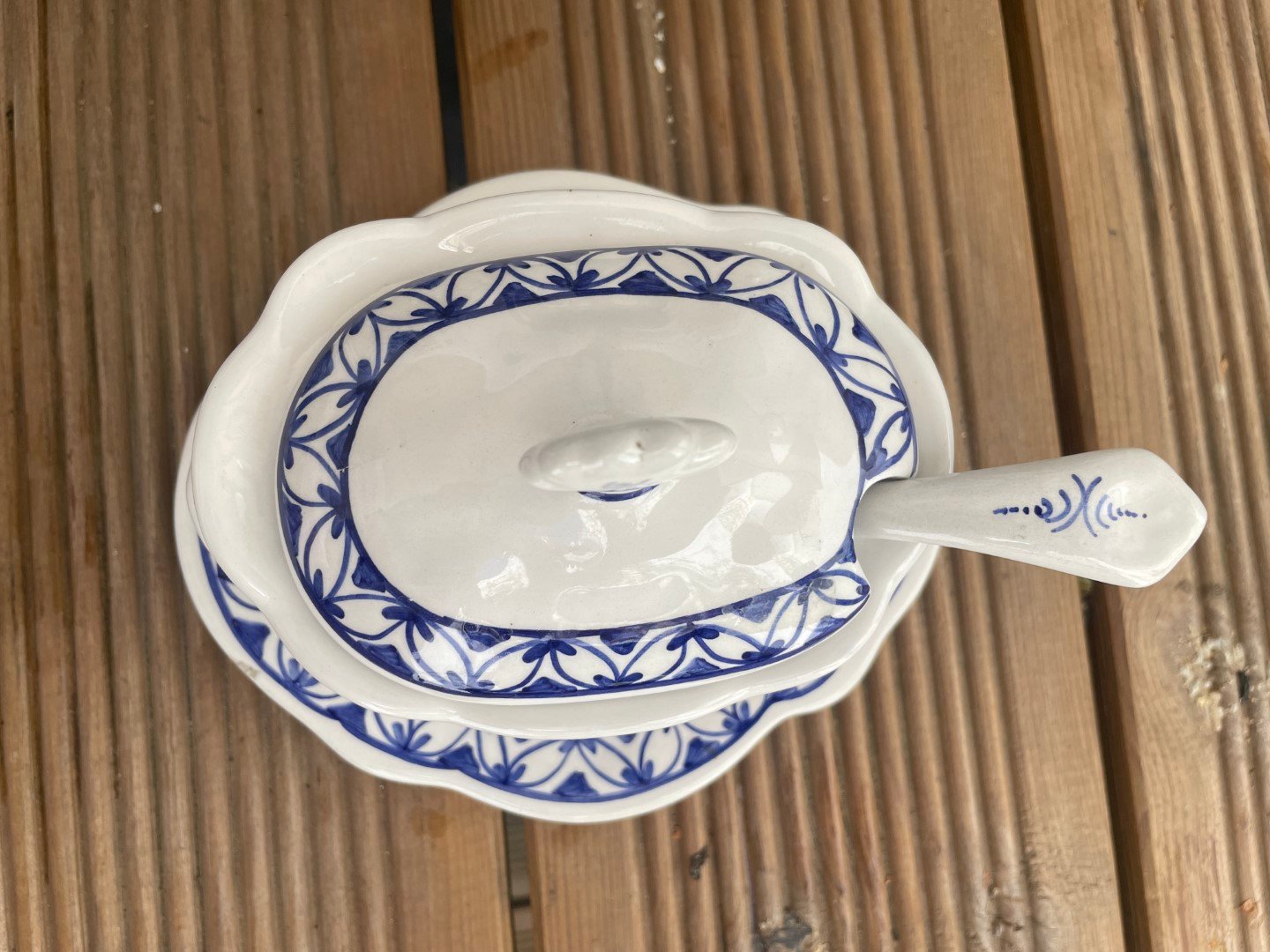 Small Portuguese Blue Willow Porcelain Tureen with Saucer and Ladle by ...