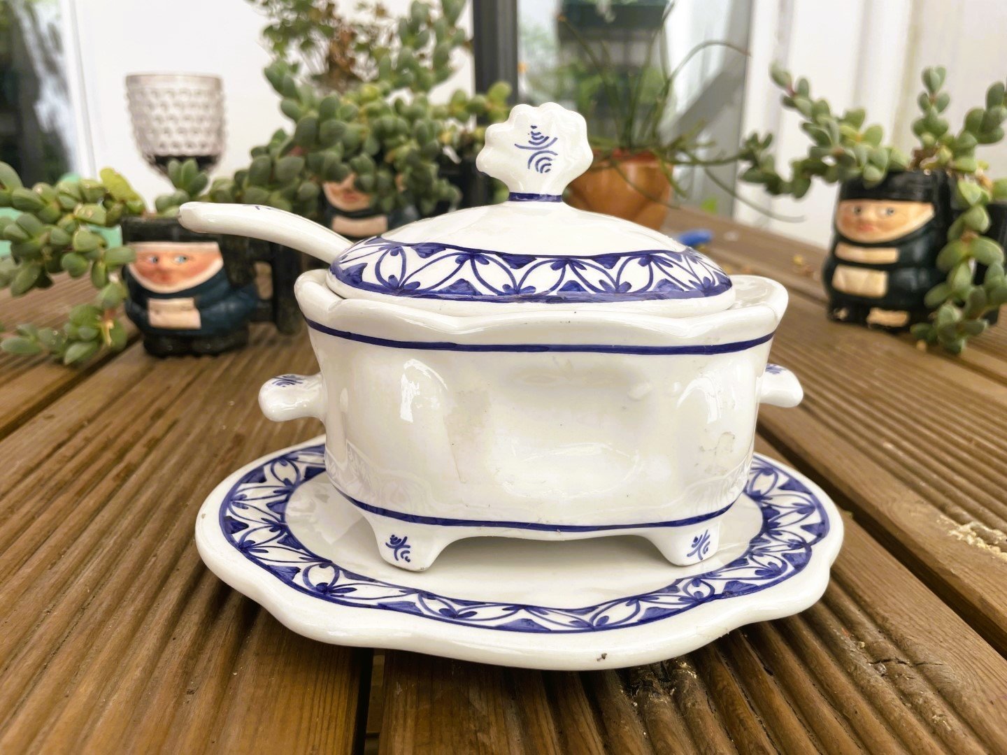 Small Portuguese Blue Willow Porcelain Tureen with Saucer and Ladle by ...