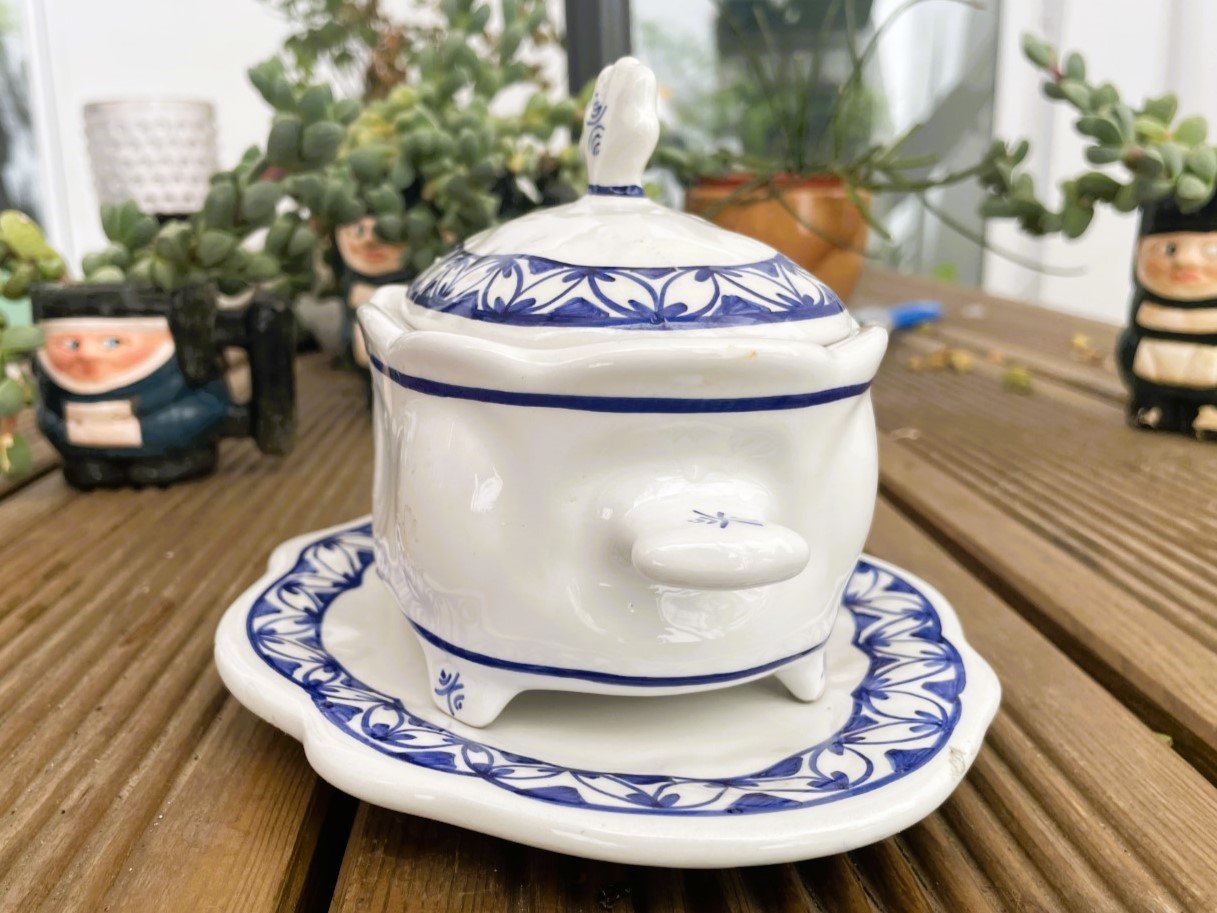 Small Portuguese Blue Willow Porcelain Tureen with Saucer and Ladle by ...