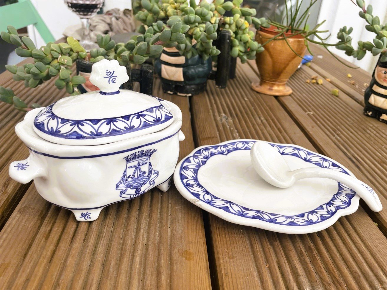 Small Portuguese Blue Willow Porcelain Tureen with Saucer and Ladle by ...