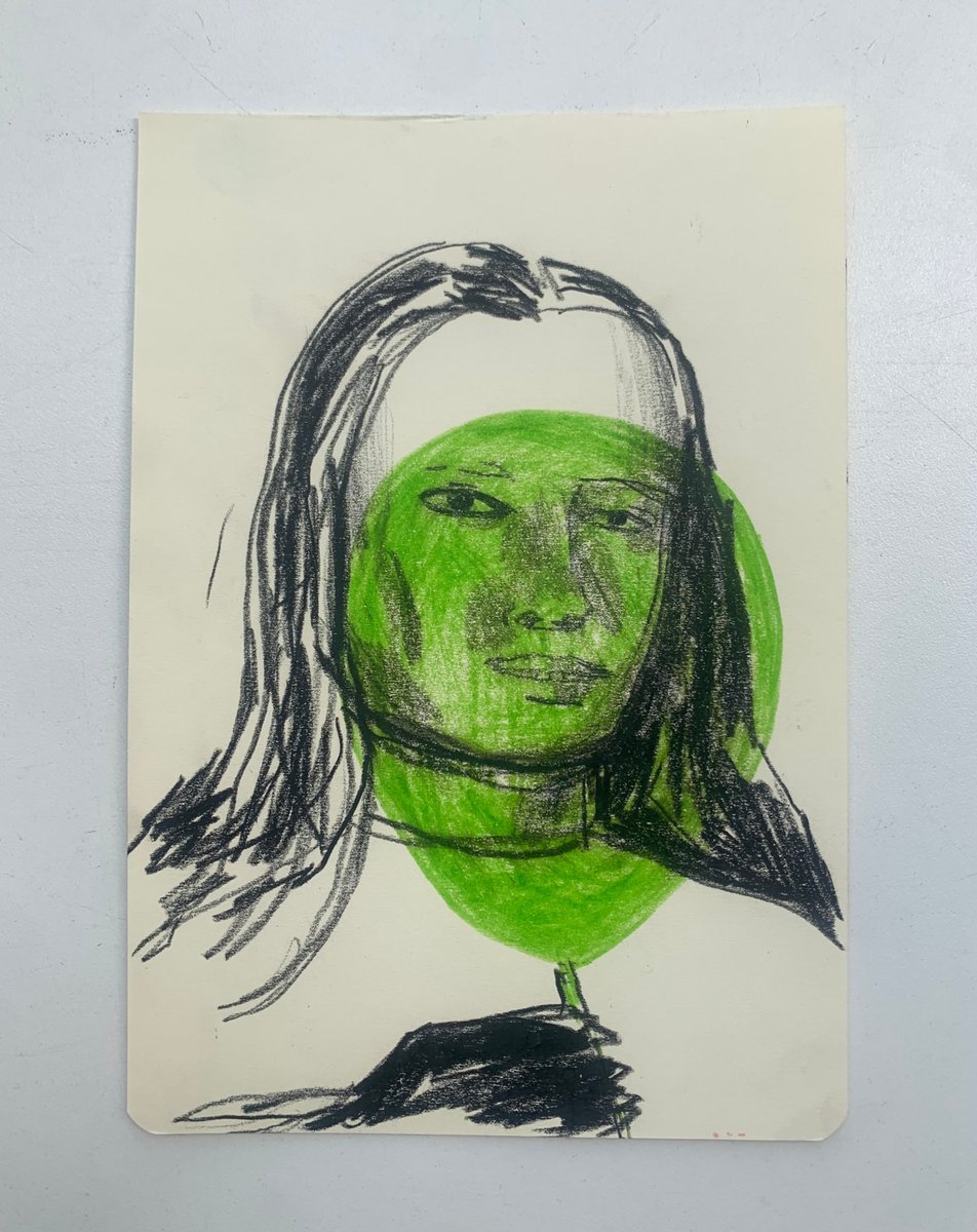 Hanna Ilczyszyn, Mädchen mit Ballon, Mixed Media Drawing, 2024 bei ...