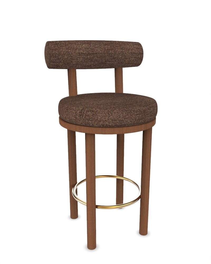 Collector Modern Moca Bar Chair in Tricot Brown Fabric and Smoked Oak ...