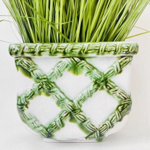 Green & White Checked Flower Pot from Carstens Tönnieshof, West Germany ...