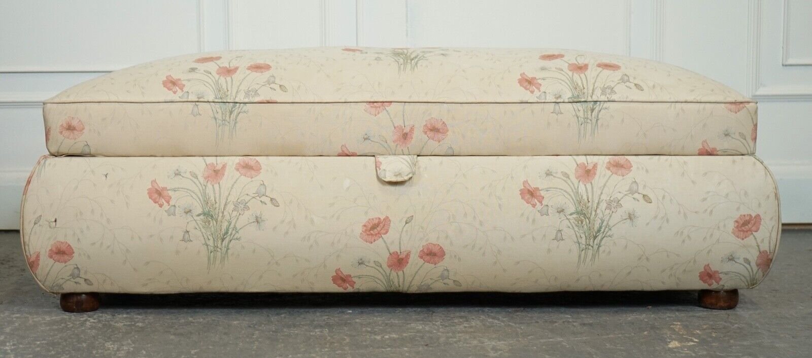 Large Victorian Poppy Flower Pattern Fabric Ottoman Chest Trunk for ...