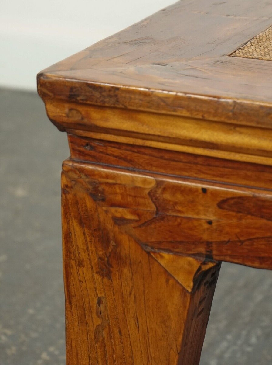 Large Chinese Opium Coffee Table with Cane Inset Top for sale at Pamono