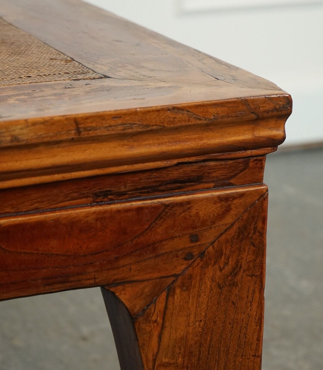 Large Chinese Opium Coffee Table with Cane Inset Top for sale at Pamono