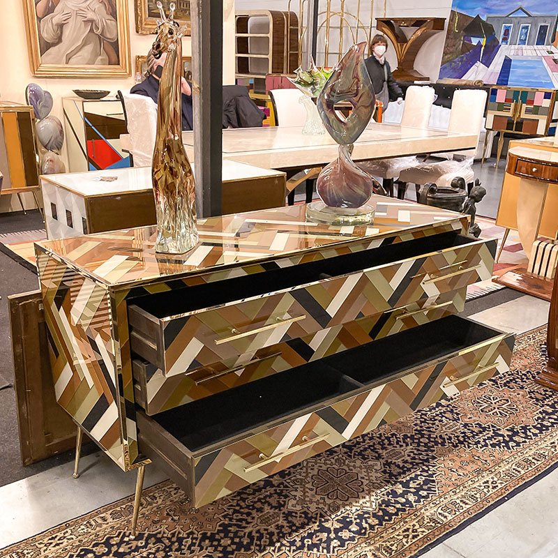 Glass Chest of Drawers, 1980s for sale at Pamono