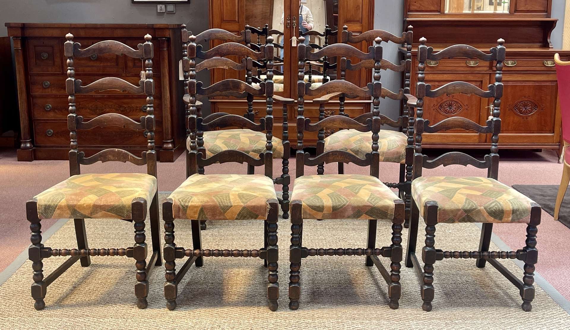 19th Century English Dining Chairs in Oak, Set of 6 for sale at Pamono