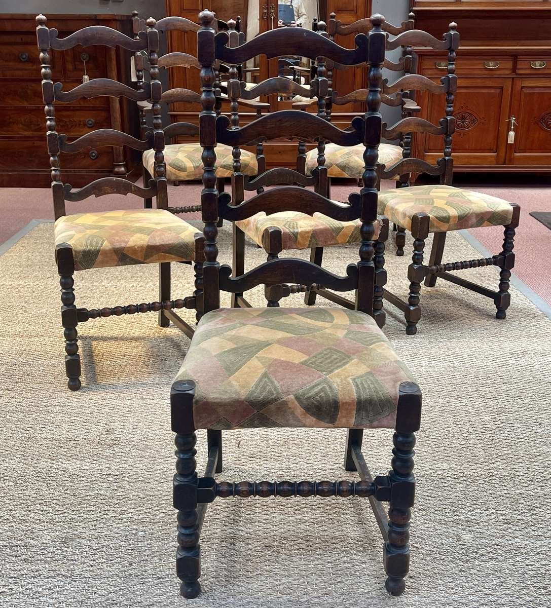 19th Century English Dining Chairs in Oak, Set of 6 for sale at Pamono