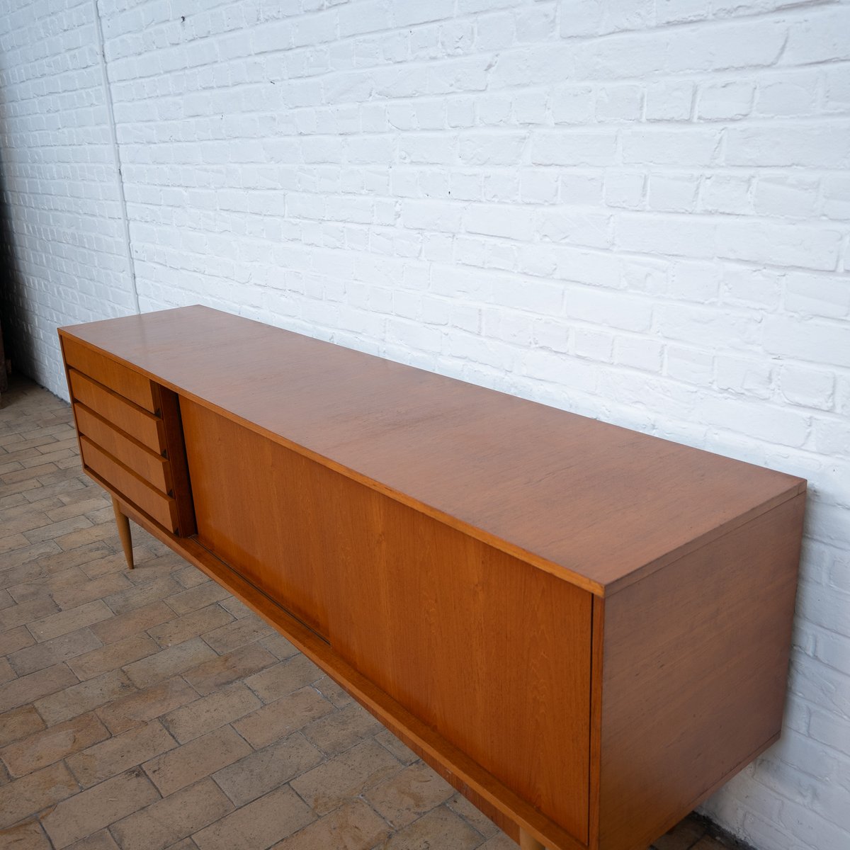 Vintage Teak Sideboard with Sliding Doors, 1960s for sale at Pamono