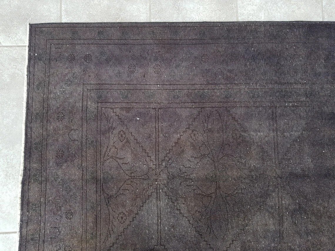Vintage Anatolian Black Overdyed Rug, 1960s for sale at Pamono