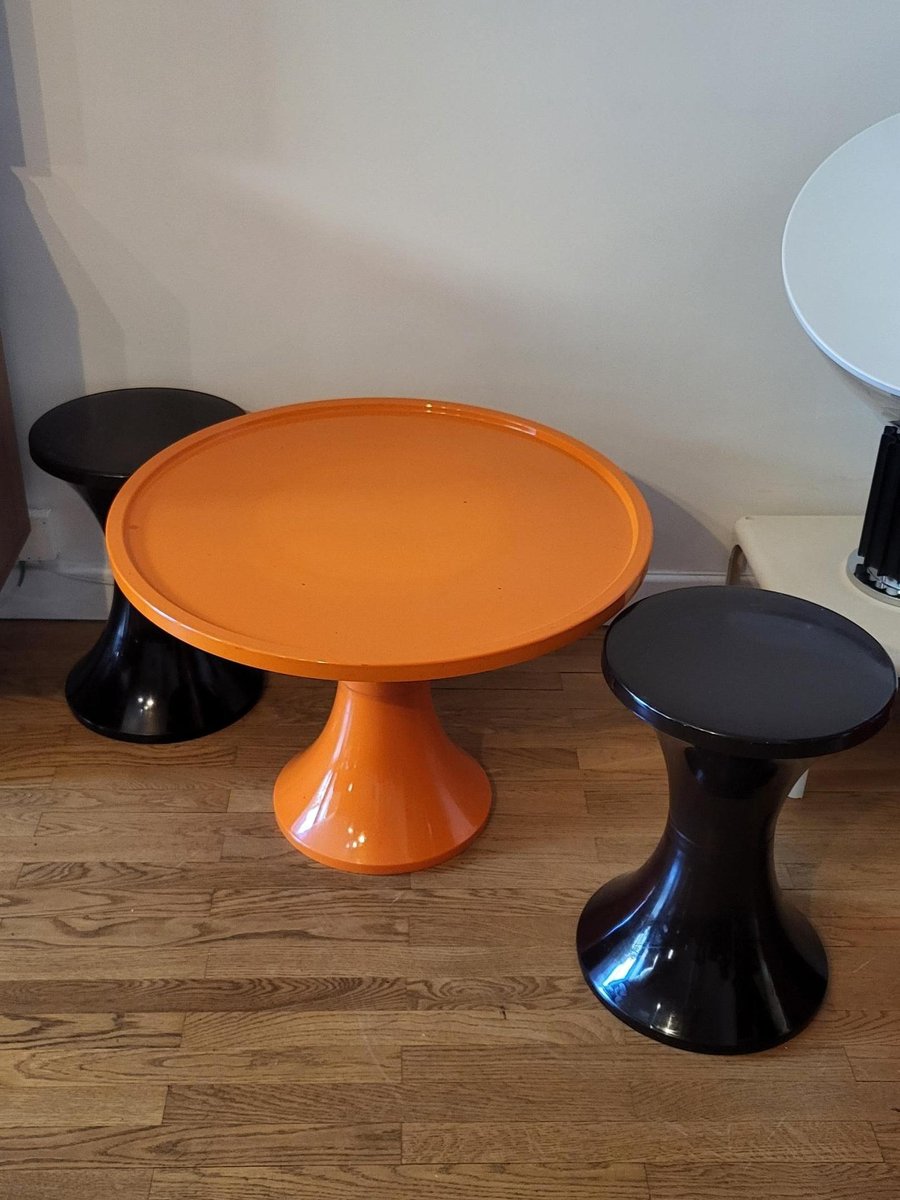 Tam Tam Table and Stool Set by Henry Massonnet for Stamp Nurieux, 1950s ...