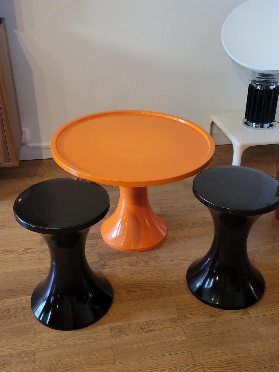 Tam Tam Table and Stool Set by Henry Massonnet for Stamp Nurieux, 1950s ...