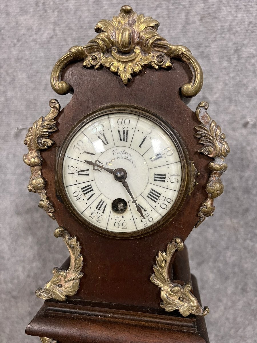 Small Clock Depicting a Floor Regulator in Wood and Gilded Bronze, 1880 ...