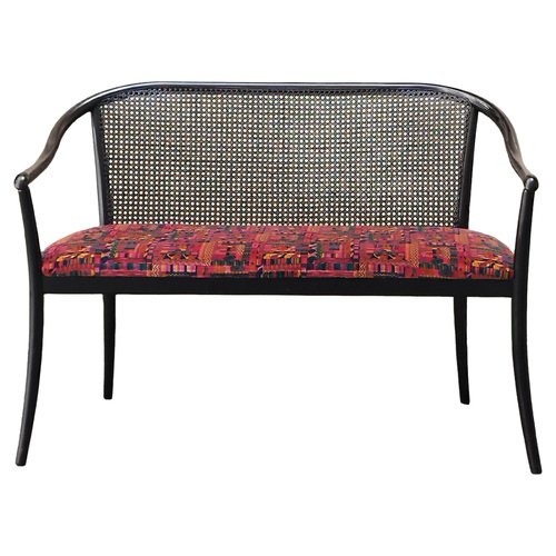 Black Wood and Vienna Straw Bench, Italy, 1960s for sale at Pamono