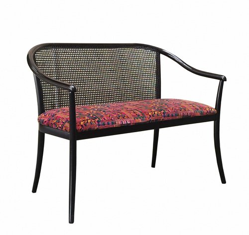 Black Wood and Vienna Straw Bench, Italy, 1960s for sale at Pamono