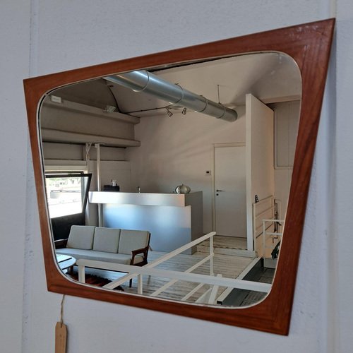 Trapezoid Shaped Mirror with Teak Frame, 1960s for sale at Pamono