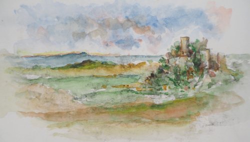 Gilbert Pastor, Fort in the Middle of the Fields, Original Watercolor ...