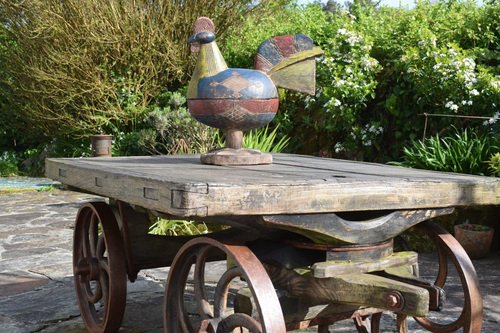 Large Folk Art Hand Carved Painted Wooden Rooster Storage Box for sale ...