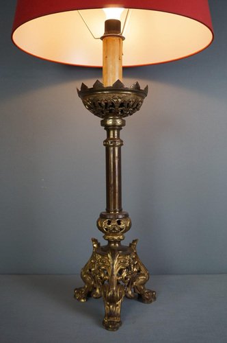 Large Gold-Colored Table Lamp for sale at Pamono