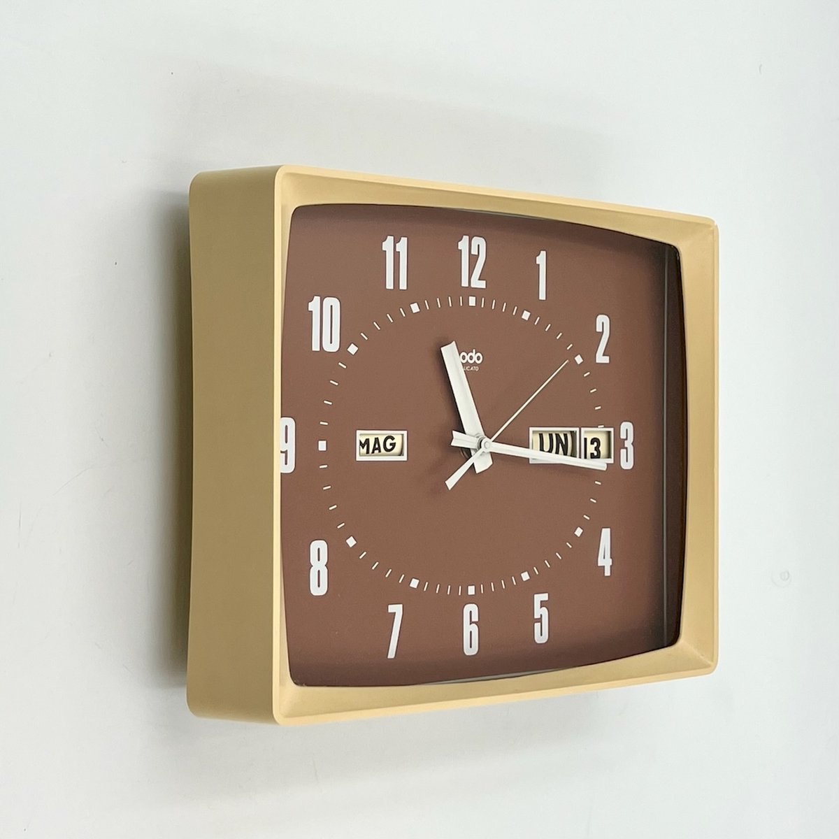 Vintage Clock with Flip Calendar from Odo, France, 1970s for sale at Pamono