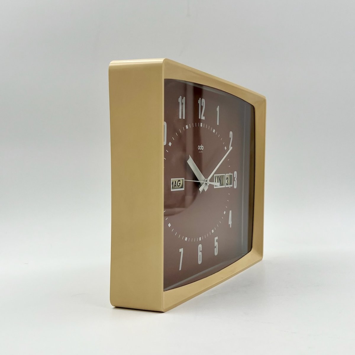 Vintage Clock with Flip Calendar from Odo, France, 1970s for sale at Pamono